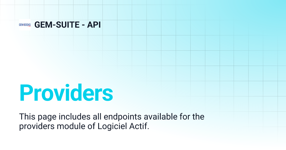 Providers | GEM-SUITE - API